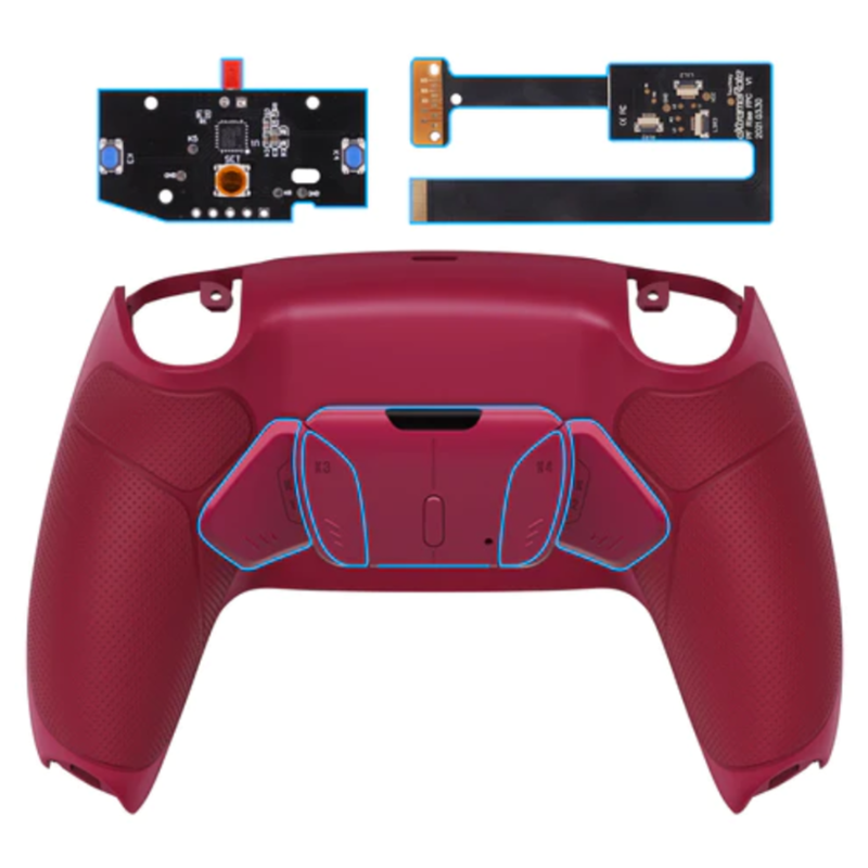 Ps5 Dualsense Controller 4x Back Button Mod Kit Rise4 Rubberized Cosmic Red