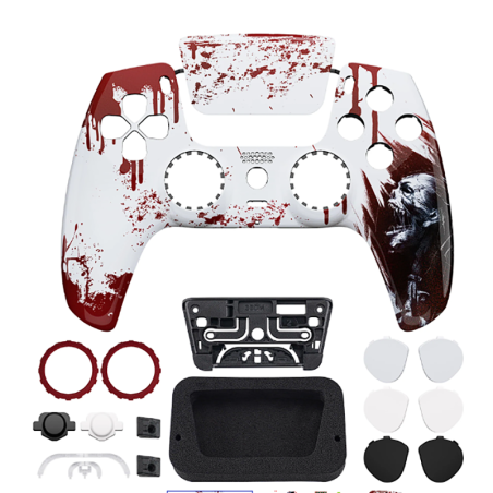 PS5 Dualsense Controller Front Shell With Touchpad Luna Glossy Blood Zombie