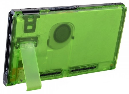 NS Switch Console Backplate With Kickstand Transparent Clear Green